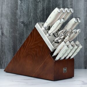 Henckels Forged Accent 20 Piece Self Sharpening Knife Block Set with Off-White Handles