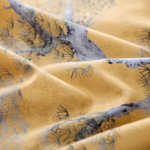 Get Bed Ready Chinoiserie Chic Duvet Cover Set Painted Oriental Garden Print Bedding 400tc Cotton Sateen Beautiful Botanical Nature Antique Asian Drawing (Ocher Shade, King)