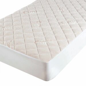 all-in-one water-resistant copper effects hygienic fitted mattress pad, full,white