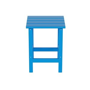 WestinTrends Outdoor Side Table, All Weather Poly Lumber Adirondack Small Patio Table Square End Table for Pool Balcony Deck Porch Lawn Backyard, Pacific Blue