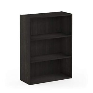 furinno pasir 3-tier open shelf bookcase, dark espresso