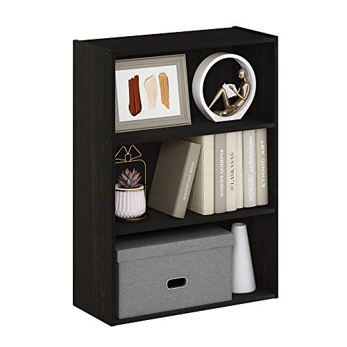 Furinno Pasir 3-Tier Open Shelf Bookcase, Dark Espresso