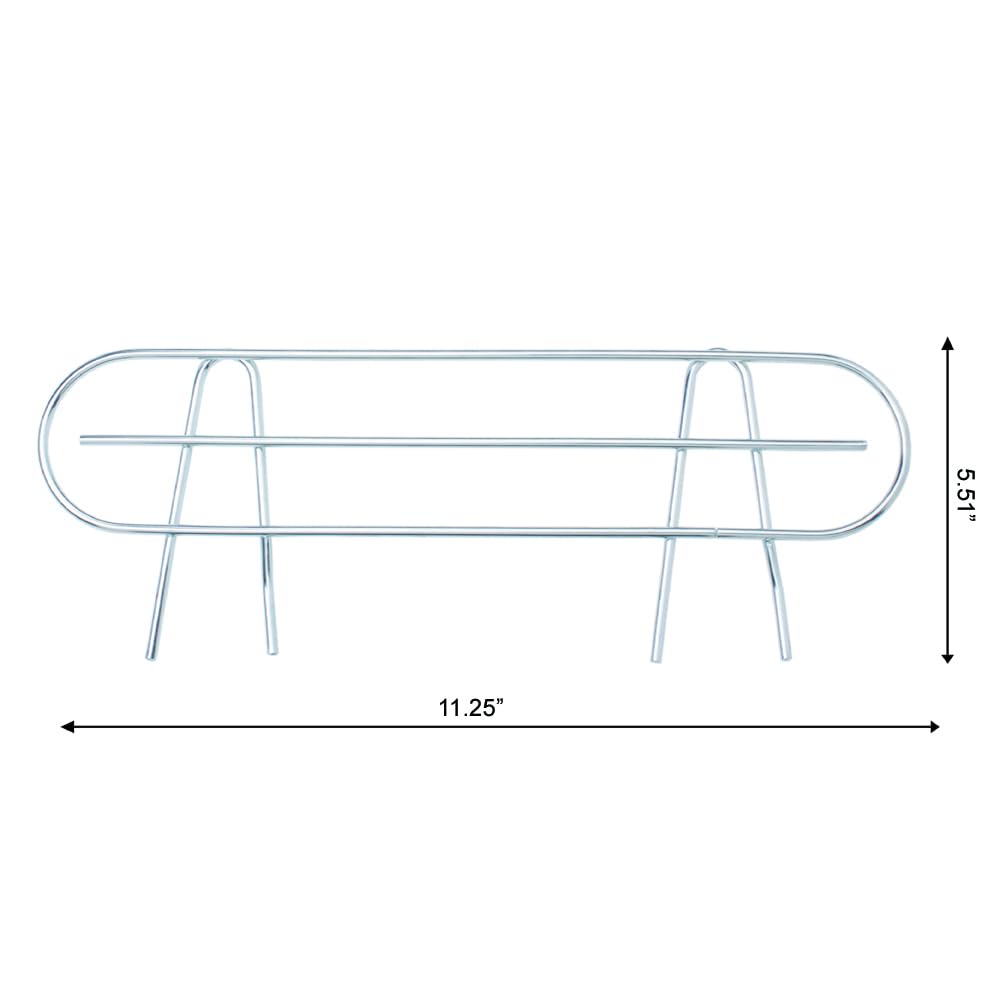 Home Storage Space 11" Length Wire Shelf Side Ledge, Fits On 14" Deep Wire Shelf, Chrome Color, 2-Pack