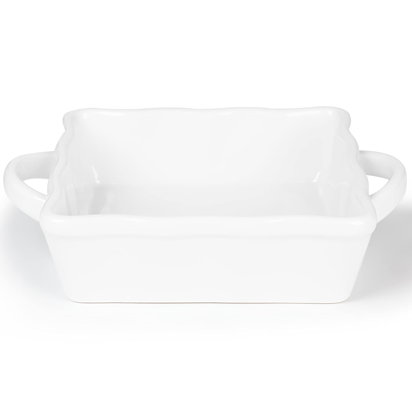 GDCZ Ceramic Baking Dish with Double Handle, Baking Dish Casserole Dishes, 8-Inch (White)