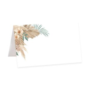 andaz press boho tropical dried floral palm leaves table tent place cards, 56 pack 2 x 3.5 inches seat placement cards blank place cards for table settings name cards for wedding graduation food cards