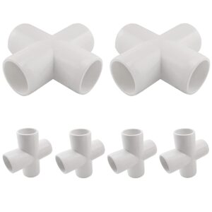 marrteum 1 inch 4 way pvc cross elbow fitting furniture build grade sch40 pipe joint for greenhouse shed/garden support structure/storage frame [pack of 6]