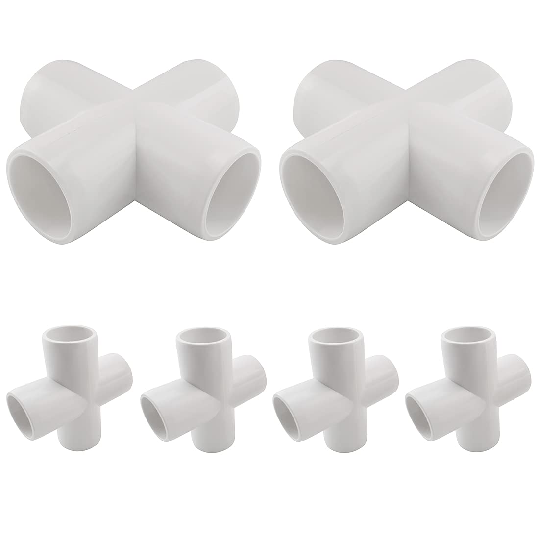 MARRTEUM 1 Inch 4 Way PVC Cross Elbow Fitting Furniture Build Grade SCH40 Pipe Joint for Greenhouse Shed/Garden Support Structure/Storage Frame [Pack of 6]