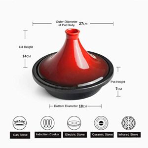 Thickened Cast Iron Tagine Pot, with Gloves Potholder, for Different Cooking Styles and Temperature Settings, Enameled Tajine, Oven Safe Dish Clay / 27cm with Thermal Board/Purple