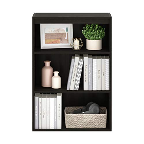 Furinno Pasir 3-Tier Open Shelf Bookcase, Dark Espresso