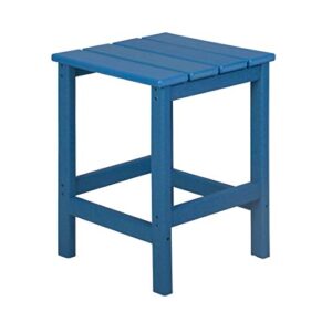 WestinTrends Outdoor Side Table, All Weather Poly Lumber Adirondack Small Patio Table Square End Table for Pool Balcony Deck Porch Lawn Backyard, Pacific Blue