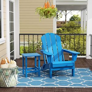 WestinTrends Outdoor Side Table, All Weather Poly Lumber Adirondack Small Patio Table Square End Table for Pool Balcony Deck Porch Lawn Backyard, Pacific Blue