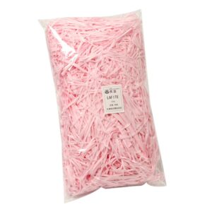 nc basket grass,crinkle cut tissue paper,recyclable craft shred confetti raffia paper filler,for easter gift box wrapping packing filling,100g 3.53oz party decoration (light pink)