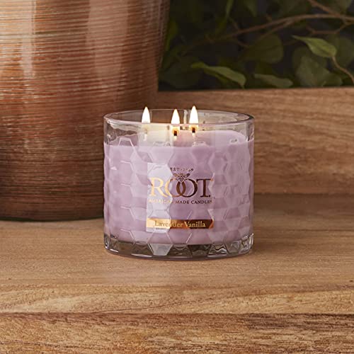 Root Candles Scented Candles Honeycomb Glass Premium Handcrafted Beeswax Blend 3-Wick Candle, 12-Ounce, Lavender Vanilla