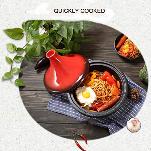 Thickened Cast Iron Tagine Pot, with Gloves Potholder, for Different Cooking Styles and Temperature Settings, Enameled Tajine, Oven Safe Dish Clay / 27cm with Thermal Board/Purple