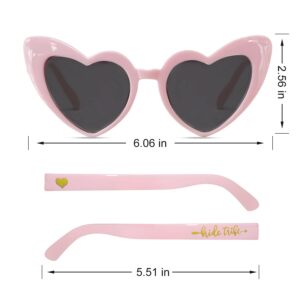 NewShun 10pcs Bachelorette Party Retro Heart Sunglasses, Bridal Shower Supplies Wedding Favor Bridesmaid Gifts - Pink