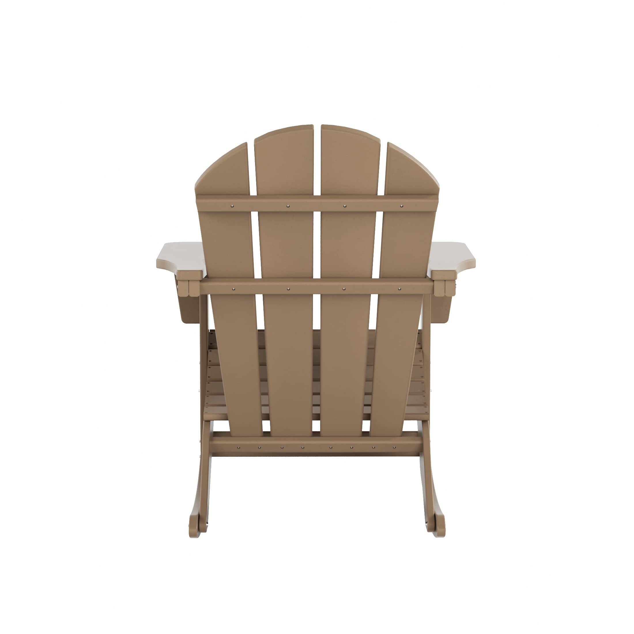 WestinTrends Malibu Rocking Chair Outdoor, All Weather Resistant Poly Lumber Classic Porch Rocker Chair, 350 lbs Support Patio Lawn Plastic Adirondack Chair, Weathered Wood