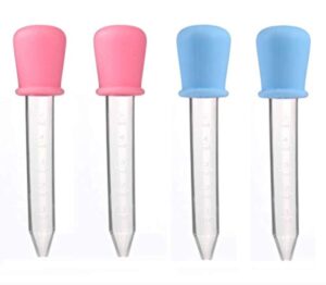 hllmx 4 pcs liquid droppers silicone and plastic pipettes for kids candy mold, gummy bear, gelatin maker, oil science[ the capacity of 5 ml]