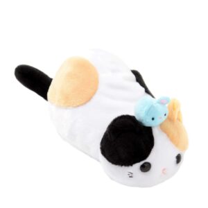 gk-o kawaii cute cat fluffy plush pencil case pen bag cartoon make up cosmetic bag (brown and white)