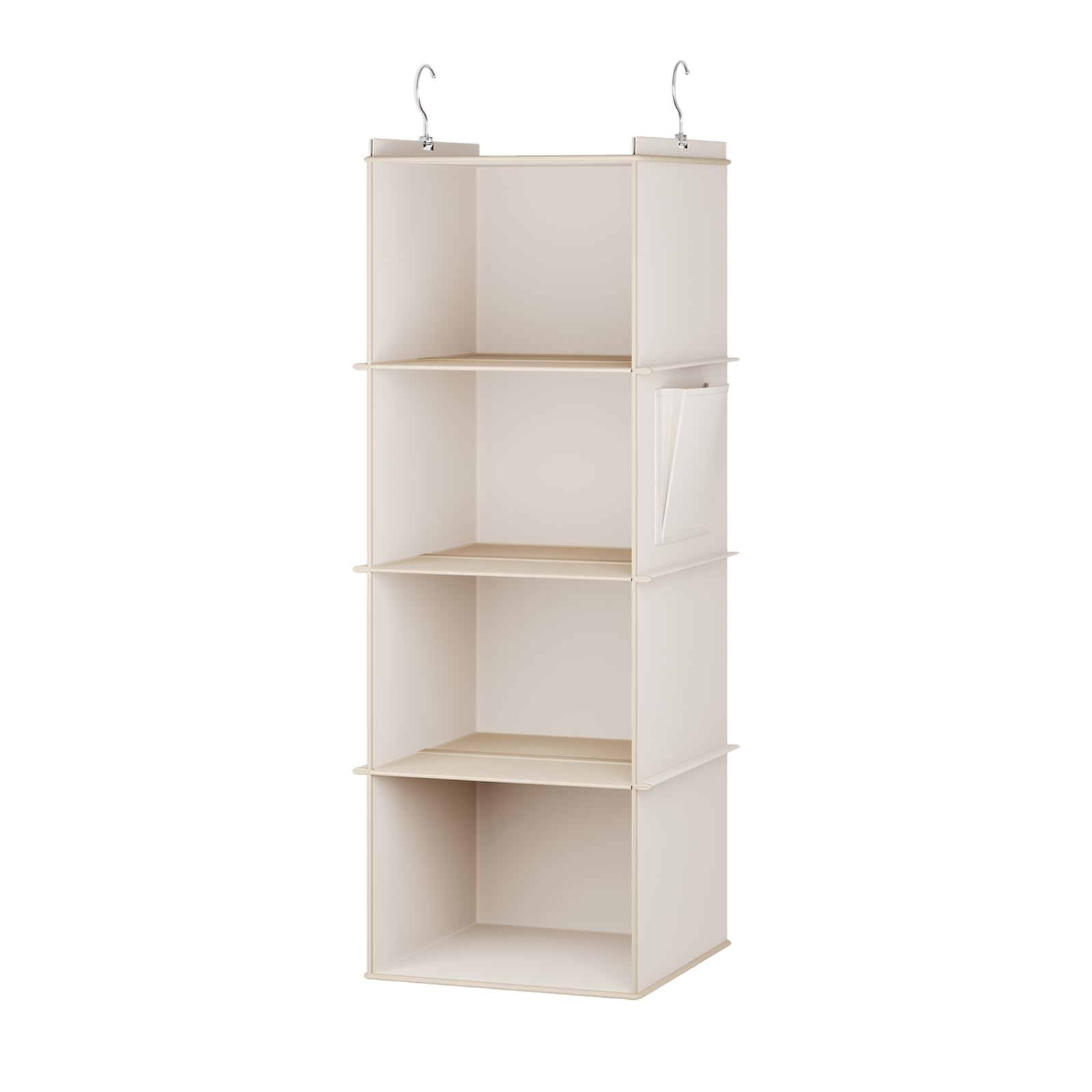 YOUDENOVA Hanging Closet Organizer, 4-Shelf Closet Hanging Storage Shelves, Beige