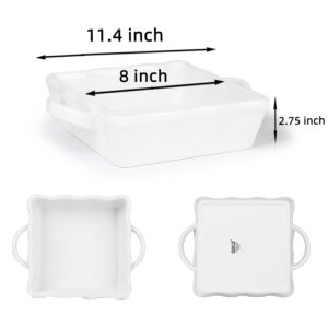 GDCZ Ceramic Baking Dish with Double Handle, Baking Dish Casserole Dishes, 8-Inch (White)