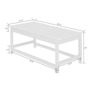 WestinTrends Malibu Outdoor Coffee Table, 35" x 17.5" All Weather Poly Lumber Patio Adirondack Coffee Table for Garden Lawn Porch Balcony, Gray