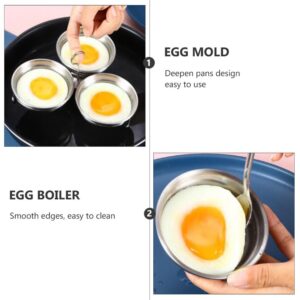 Hemoton Metal Egg Poacher Cups 3pcs Stainless Steel Egg Poacher Pan Cups with Oil Brush Hard Boiled and Poached Egg Maker Compatible with Skillet Pressure Cooker Poached Egg Cooker