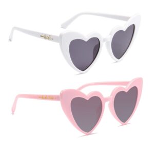 NewShun 10pcs Bachelorette Party Retro Heart Sunglasses, Bridal Shower Supplies Wedding Favor Bridesmaid Gifts - Pink