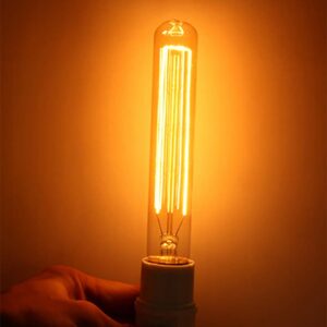 BesYouSel 25W Vintage Edison Bulbs T10/T30 Tubular Filament Bulb T185 Antique Long Incandescent Bulb 2300K Amber Glass E26 Medium Base 4 Pack