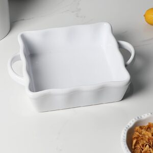 GDCZ Ceramic Baking Dish with Double Handle, Baking Dish Casserole Dishes, 8-Inch (White)