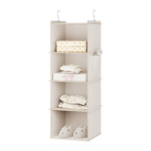 youdenova hanging closet organizer, 4-shelf closet hanging storage shelves, beige