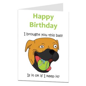 limalima funny birthday card from the dog i brought you this ball