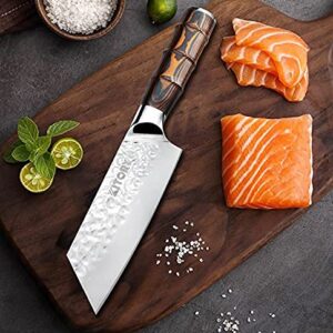 Kitory Kiritsuke Chef Knife 5.5", Small Japanese Kitchen Knives, HC German Stainless Steel, Hammered Finish Blade, Pakkawood Handle Cooking Cutlery 2025 Gifts for Home&Restaurant