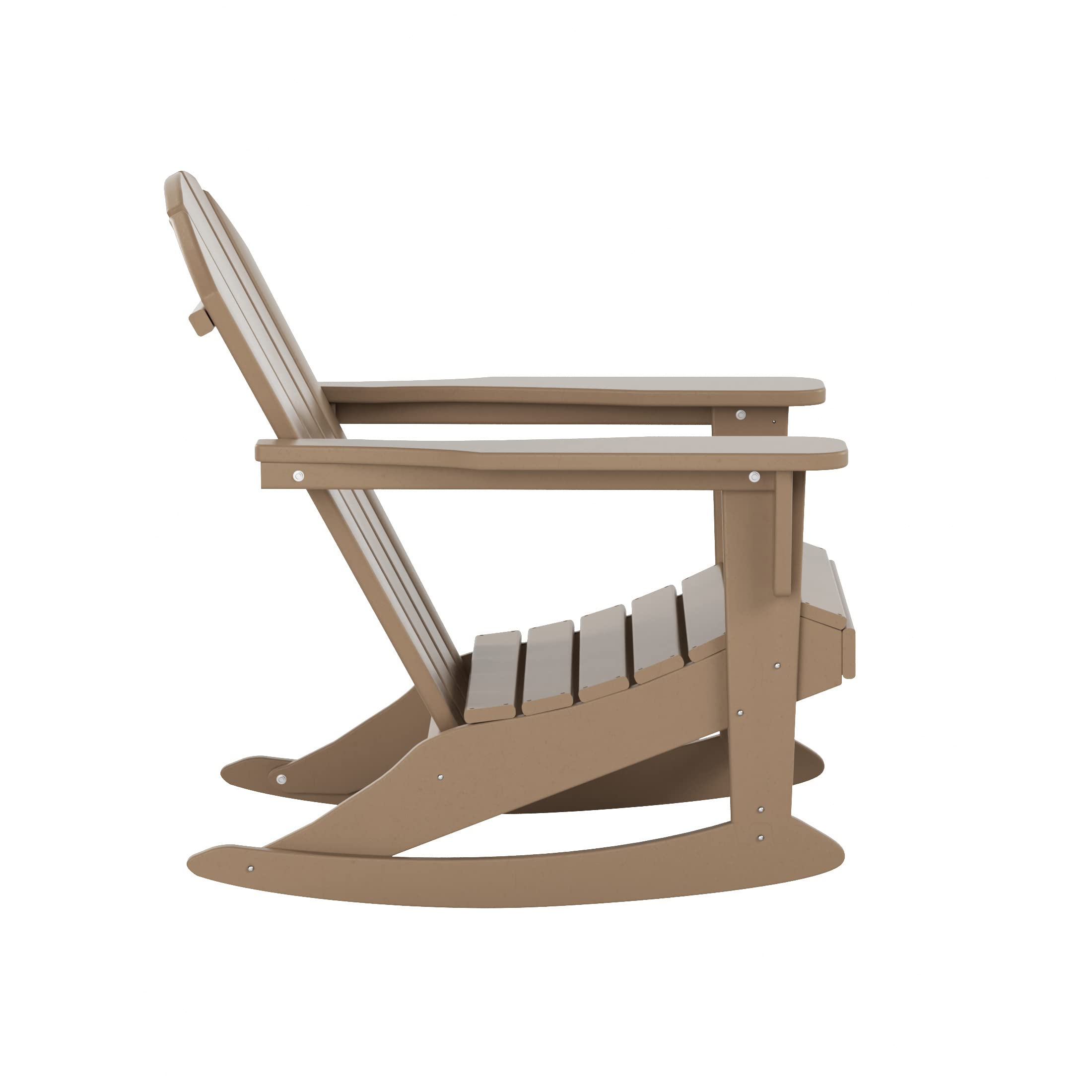 WestinTrends Malibu Rocking Chair Outdoor, All Weather Resistant Poly Lumber Classic Porch Rocker Chair, 350 lbs Support Patio Lawn Plastic Adirondack Chair, Weathered Wood