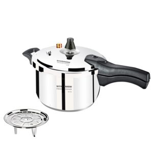 vitasunhow stainless steel pressure cooker with steamer basket, faster cooking and safety pressure release (9-liter)