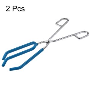 uxcell Lab Beaker Tongs 3 Prongs Stainless Steel 11.81-inch Opens Up to 215mm Width Blue 2Pcs