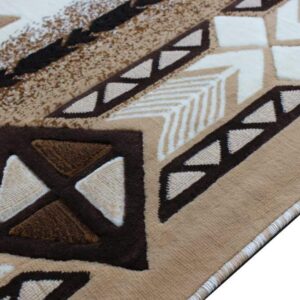 YHSF South West Native American Area Rug C318 - Easy Clean, Thick, Soft, Durable Native Tribal American Indian Inspired Rug for Bedroom/Living Room and More - Ivory, 5 Feet x 7 Feet