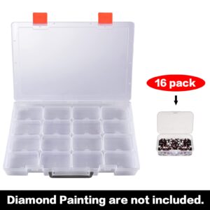 Diamond Painting Storage Containers, Diamonds Art Accessories Kit Tools Case for 5D Art Embroidery, 16 Jewelry Bead Organizer Storage Jars for DIY Gem, Nail Craft & Glitter Rhinestones-Box Only