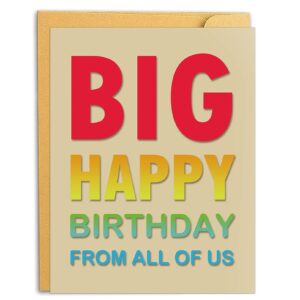 ulbeelol big happy birthday card, oversize group bday greeting card, surprise card for family members office boss teacher coworker from all of us