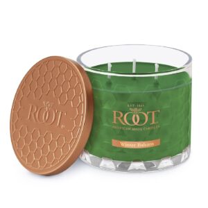 root candles holiday scented candles honeycomb glass premium 3-wick handcrafted beeswax blend candle, 12-ounce, winter balsam