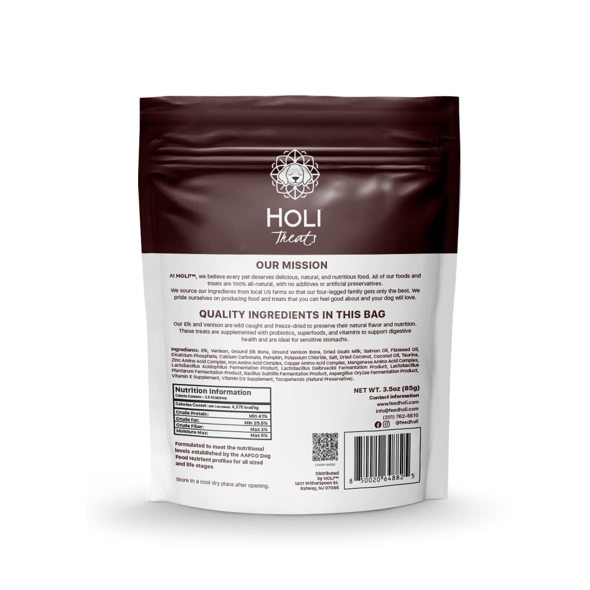 HOLI Elk & Venison Freeze Dried Dog Treats - All Natural and Wild Caught | Vitamin and Mineral Fortified | Made in USA - Human Grade - Grain Free - Diabetic Friendly - 3oz