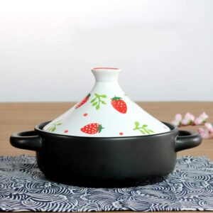 tagine pot with handle, 20cm, ceramic pot, casserole lid, claypot rice, high temperature resistance, hand-made hand-painted taji pot slow cooker clay/white 2