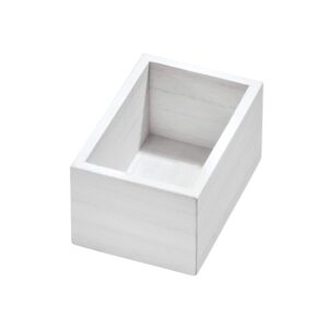 iDesign Renewable Paulownia Wood Collection Drawer Organizer Bin, 3.3" x 5" x 2.5", White Wash