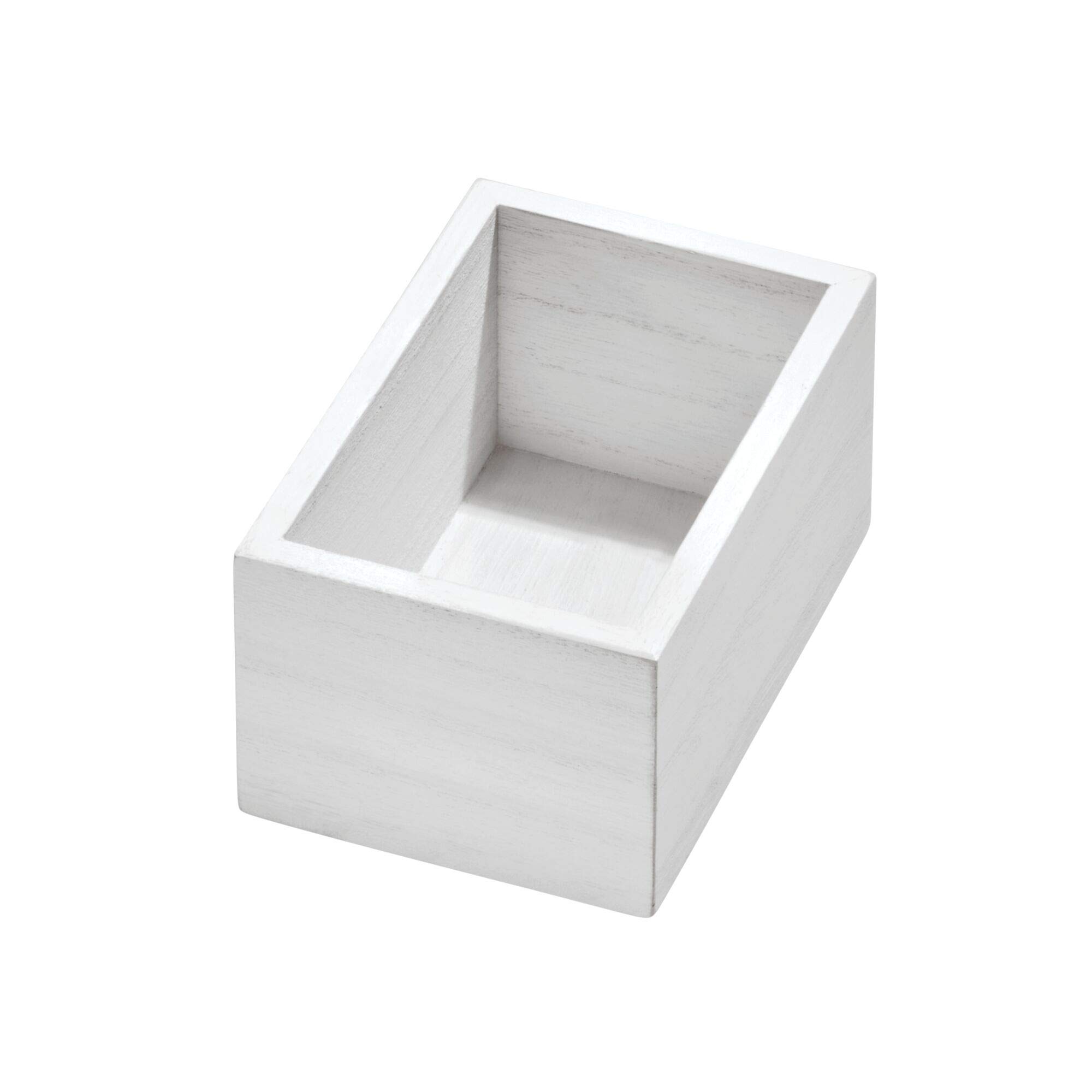 iDesign Renewable Paulownia Wood Collection Drawer Organizer Bin, 3.3" x 5" x 2.5", White Wash