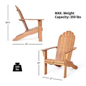 RELAX4LIFE Adirondack Chairs Set of 4, Acacia Wood Adirondack Lounge Chair, Weather Resistant Outdoor Chair for Patio Garden Porch Deck, 350 LBS Weight Capacity, Wooden Fire Pit Chairs (4, Natural)