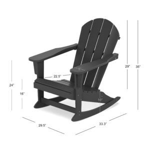 WestinTrends Malibu Rocking Chair Outdoor, All Weather Resistant Poly Lumber Classic Porch Rocker Chair, 350 lbs Support Patio Lawn Plastic Adirondack Chair, Weathered Wood