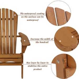 HomeClever Folding Wooden Adirondack Chair Patio Chairs Lounger Weather Resistant Accent Furniture wArms Solid Heavy Duty Modern Lawn for Deck, Backyard, Garden Natural Set of 2