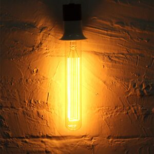 BesYouSel 25W Vintage Edison Bulbs T10/T30 Tubular Filament Bulb T185 Antique Long Incandescent Bulb 2300K Amber Glass E26 Medium Base 4 Pack