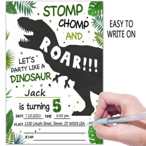 ukebobo 5th Birthday Party Invitations with Envelopes – Dinosaur Birthday Party Invitations, Dinosaur Party Decorations– 20 Cards With Envelopes（bwl-05）