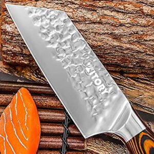 Kitory Kiritsuke Chef Knife 5.5", Small Japanese Kitchen Knives, HC German Stainless Steel, Hammered Finish Blade, Pakkawood Handle Cooking Cutlery 2025 Gifts for Home&Restaurant