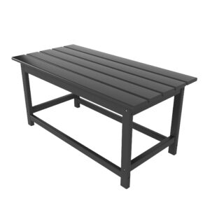 westintrends malibu outdoor coffee table, 35" x 17.5" all weather poly lumber patio adirondack coffee table for garden lawn porch balcony, gray